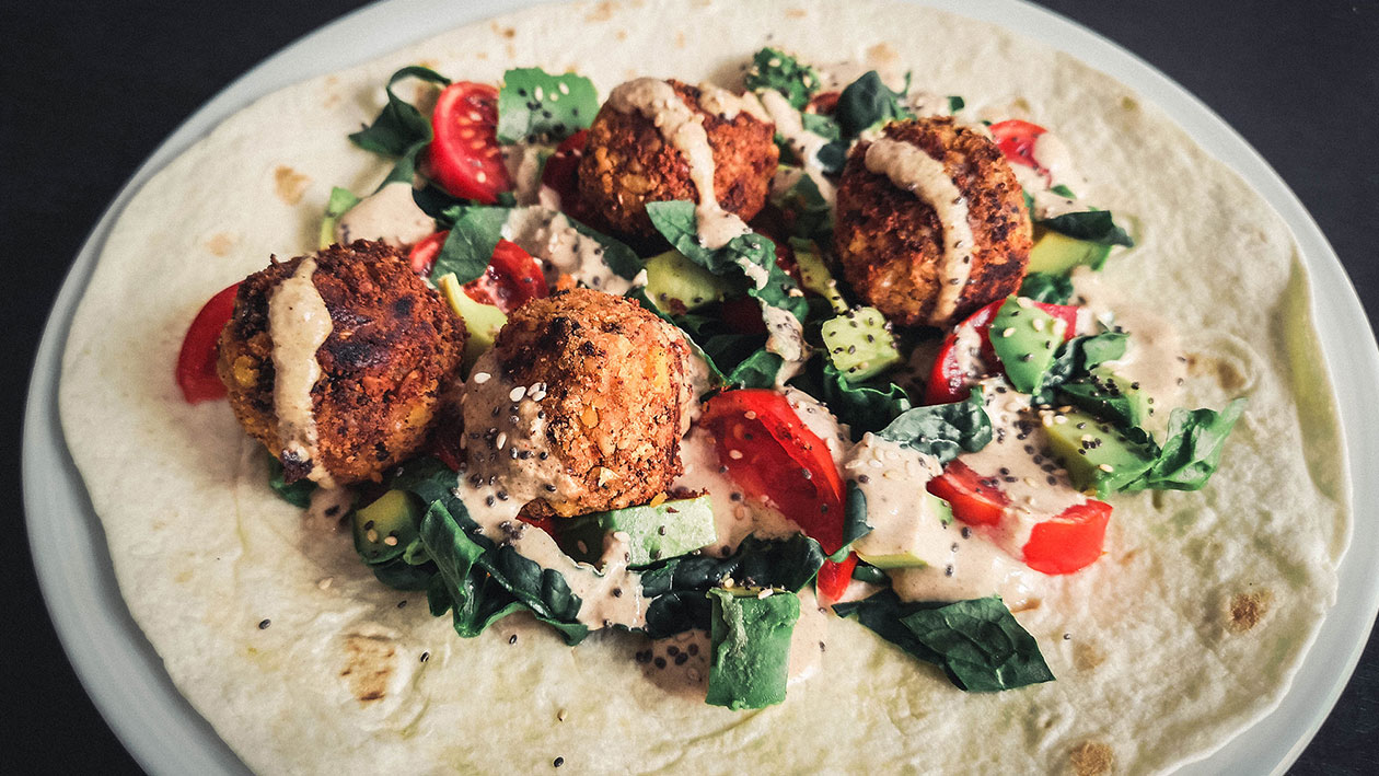 Falafel wraps and its vegetable garnish - Krystalife